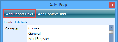 Configure context and report links